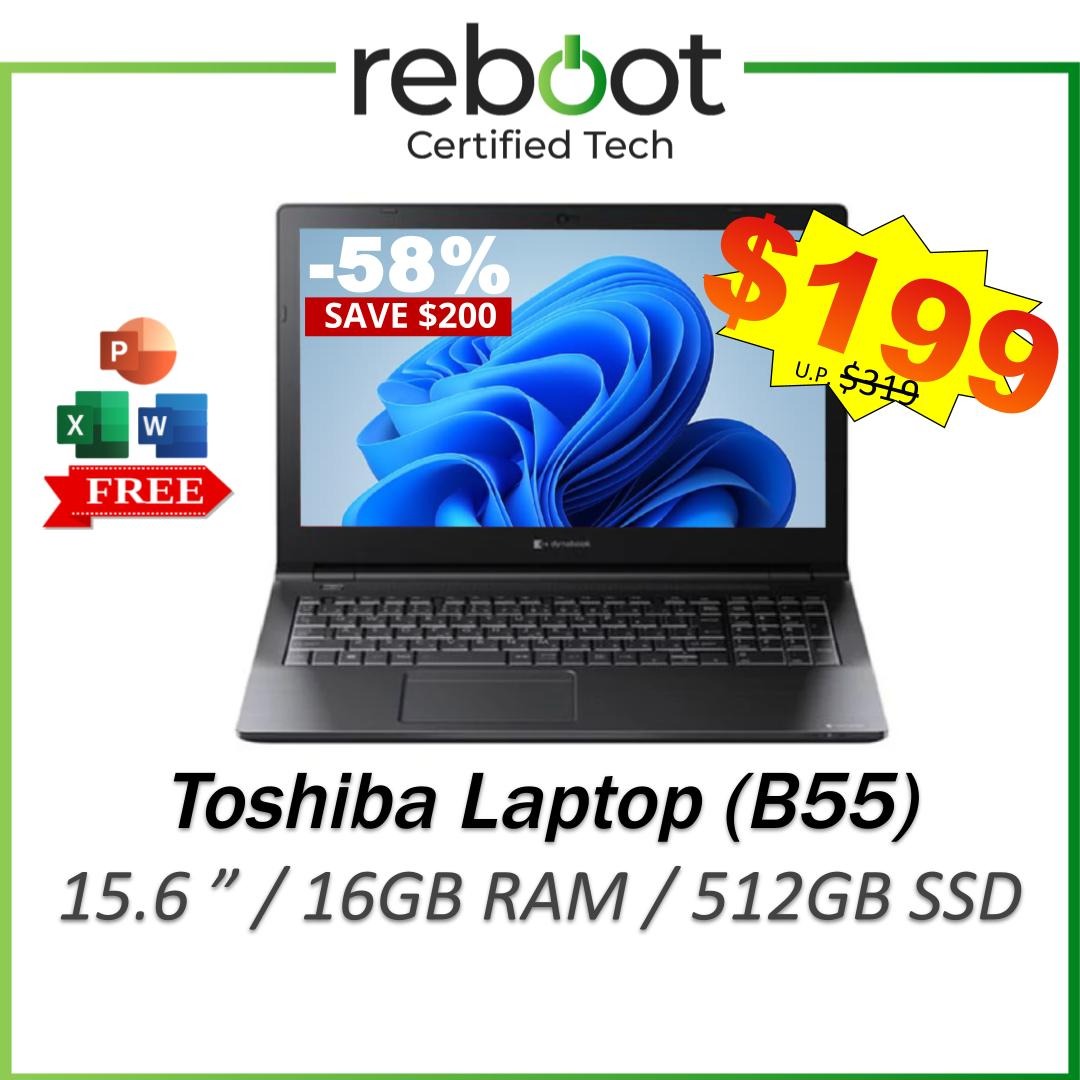 Toshiba B35 / B55 Laptop - Up to 16GB RAM - 15.6 Inch - Up to 512GB SSD - Windows 11 Pro + Free ...