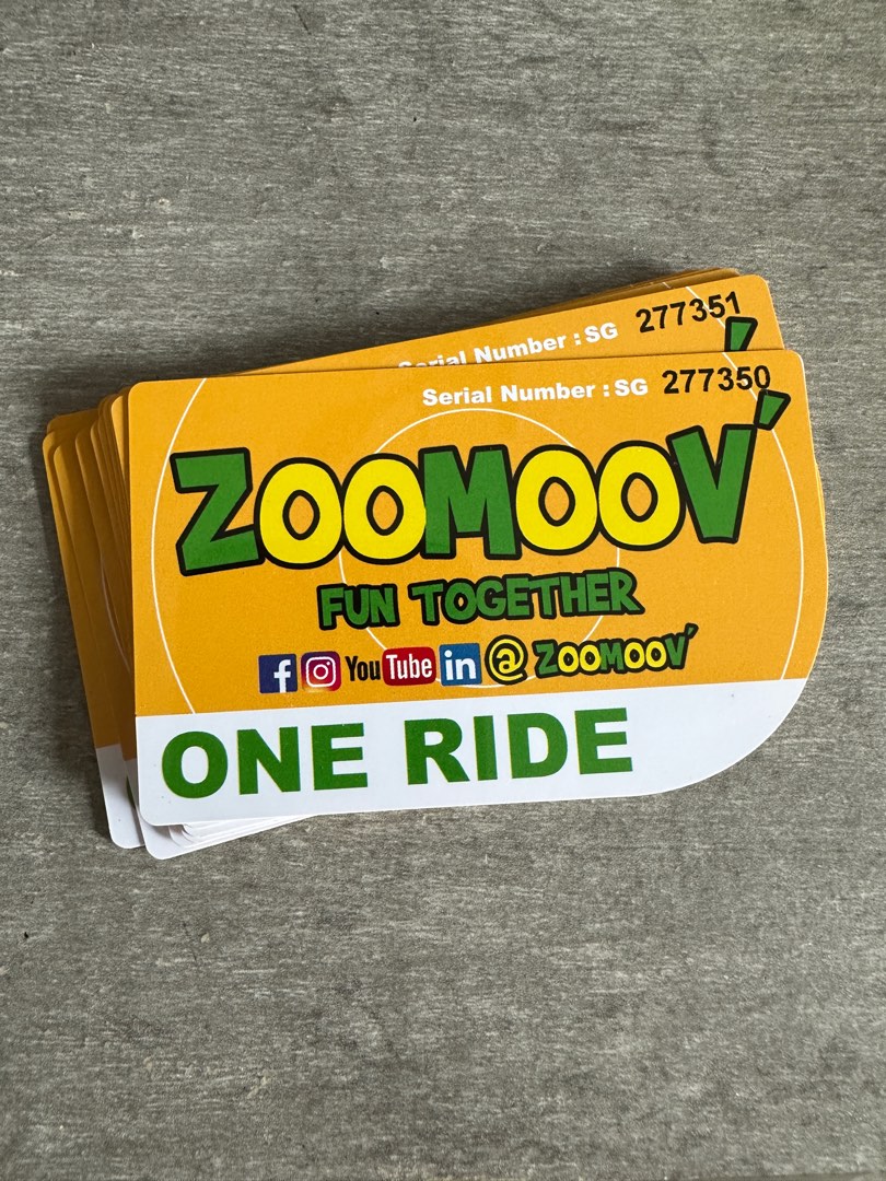 Zoomoov One Ride Tickets (14 cards), Tickets & Vouchers, Local ...