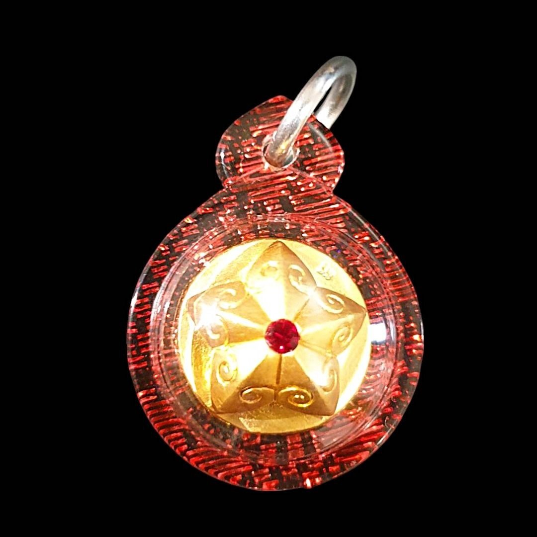 Lucky Star Look Om Millionaire with Red Jemstone/Loop Om Dao Setti, LP Sor, Wat Pho Sri, Red ...