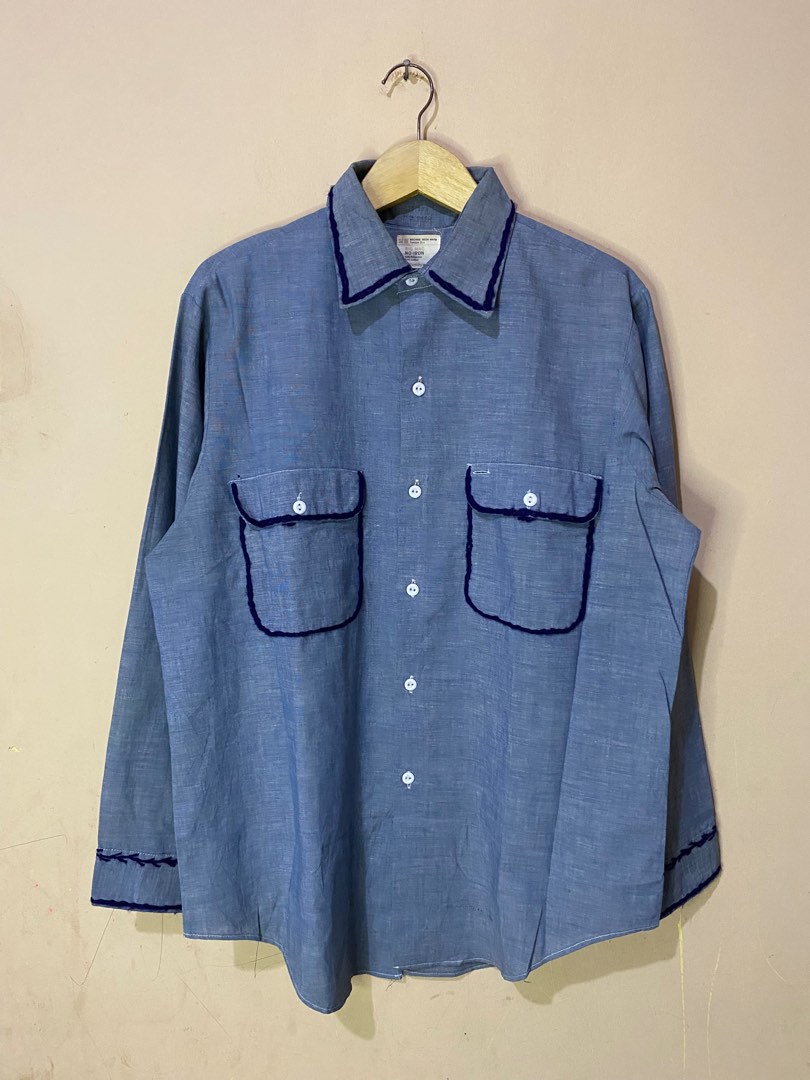 ️NET ️70s JC PENNY BIG MAC CHAMBRAY EMBROIDERY HANDMADE SHIRT NOT ...