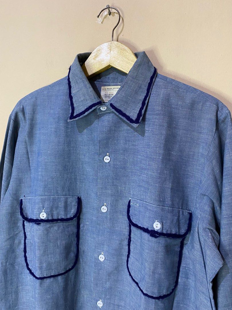 ️NET ️70s JC PENNY BIG MAC CHAMBRAY EMBROIDERY HANDMADE SHIRT NOT ...