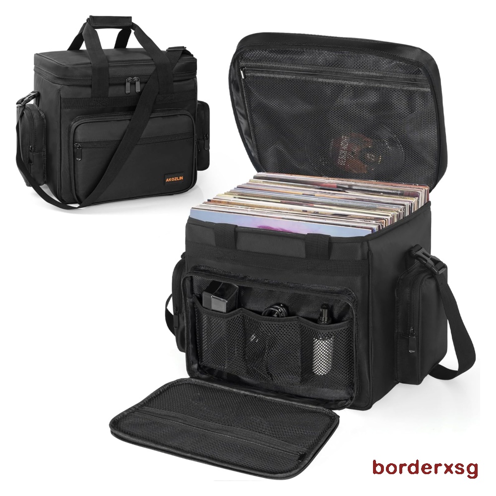 AKOZLIN Vinyl Record Travel Carrying Bag with Divider Durable Vinyl ...
