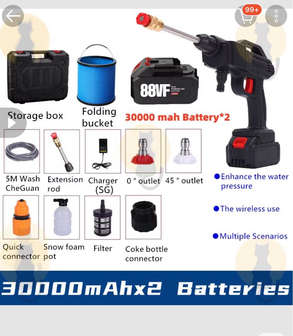 Cordless High-Pressure Washer with Accessories, Furniture & Home Living ...