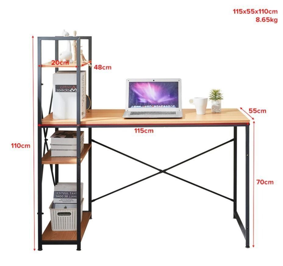 H-Rack Study Table | Computer Table with Side Shelves | Office Desk ...