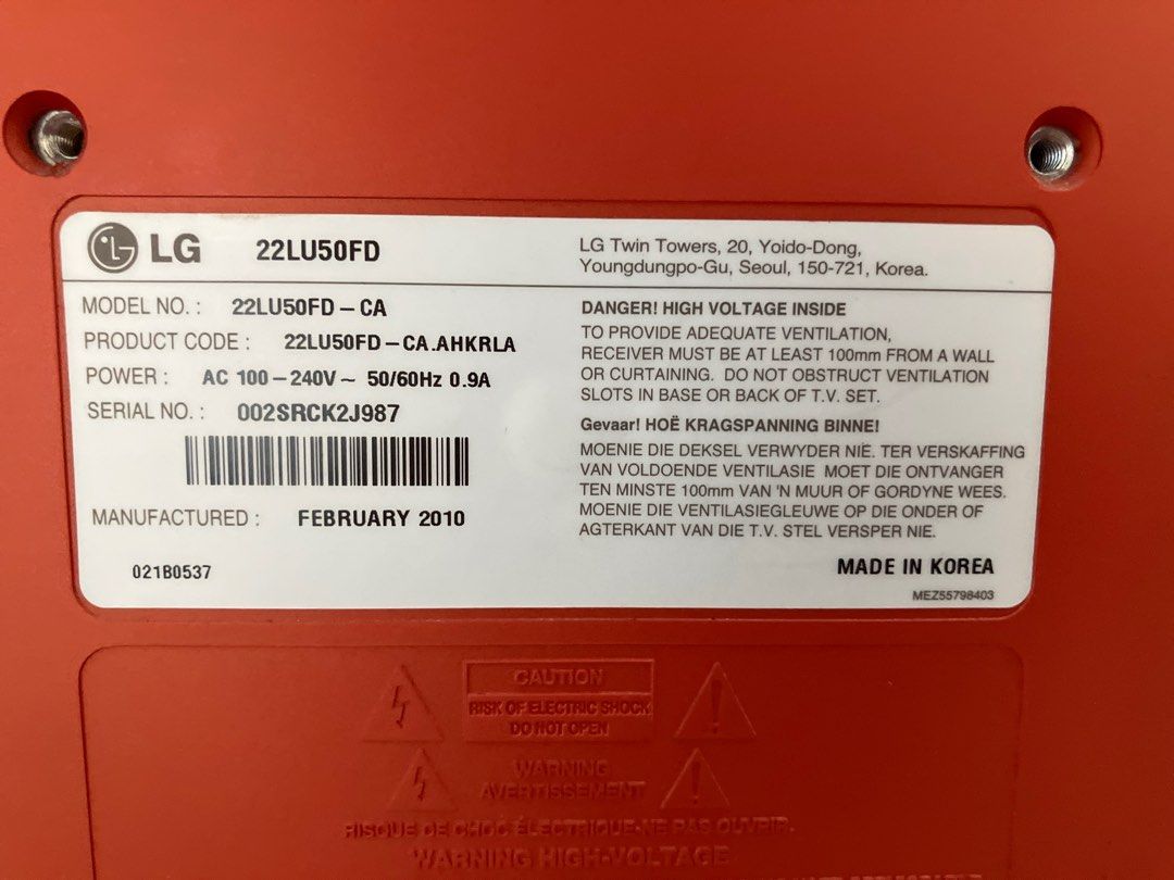 LG Full HD LCD TV with Remote 22LU50FD-CA 53x33cm, 家庭電器, 電視 & 其他娛樂, 電視 ...