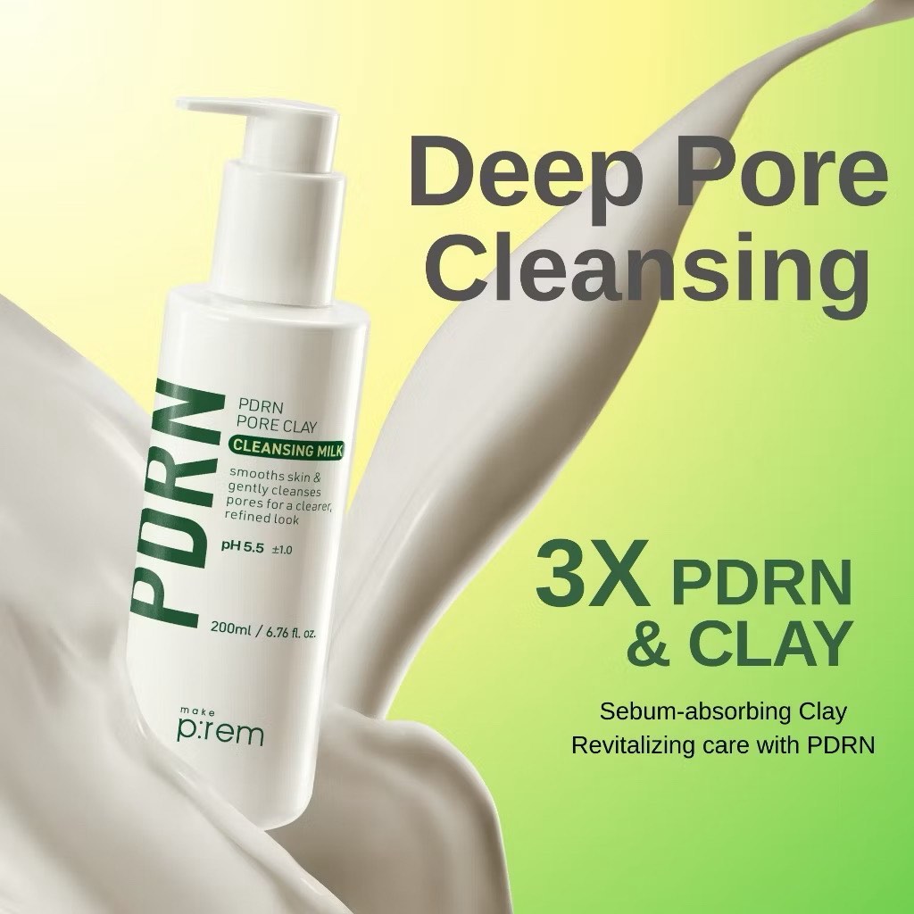 MAKE PREM PDRN Pore Clay Cleansing Milk, Hydrating Gentle Face Wash ...