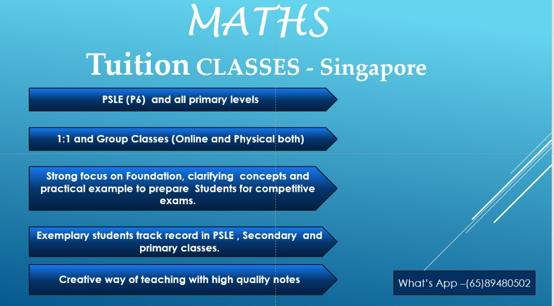 Maths Tution classes for all Primary levels(including PSLE), Hobbies ...
