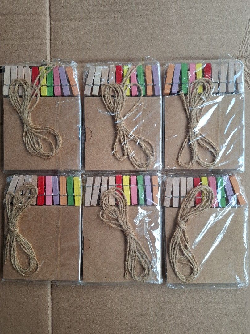 Photo Clips with String and Wooden Pegs, Furniture & Home Living, Home ...