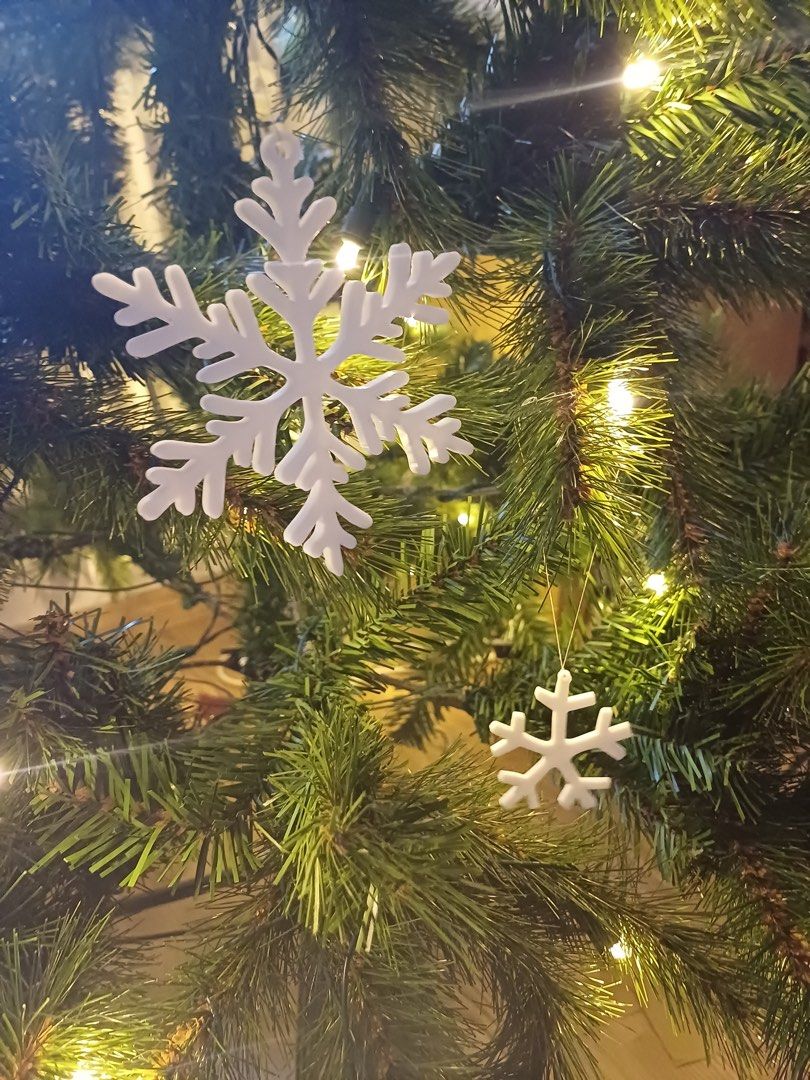 🇸🇬SG Snowflake Ornaments for Christmas Tree Decoration | 3D White ...