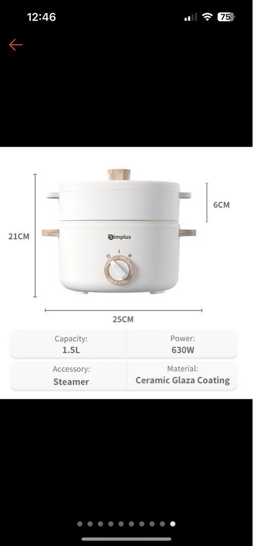 Simplus Electric cooker/steamer - 1.5L Capacity, TV & Home Appliances ...