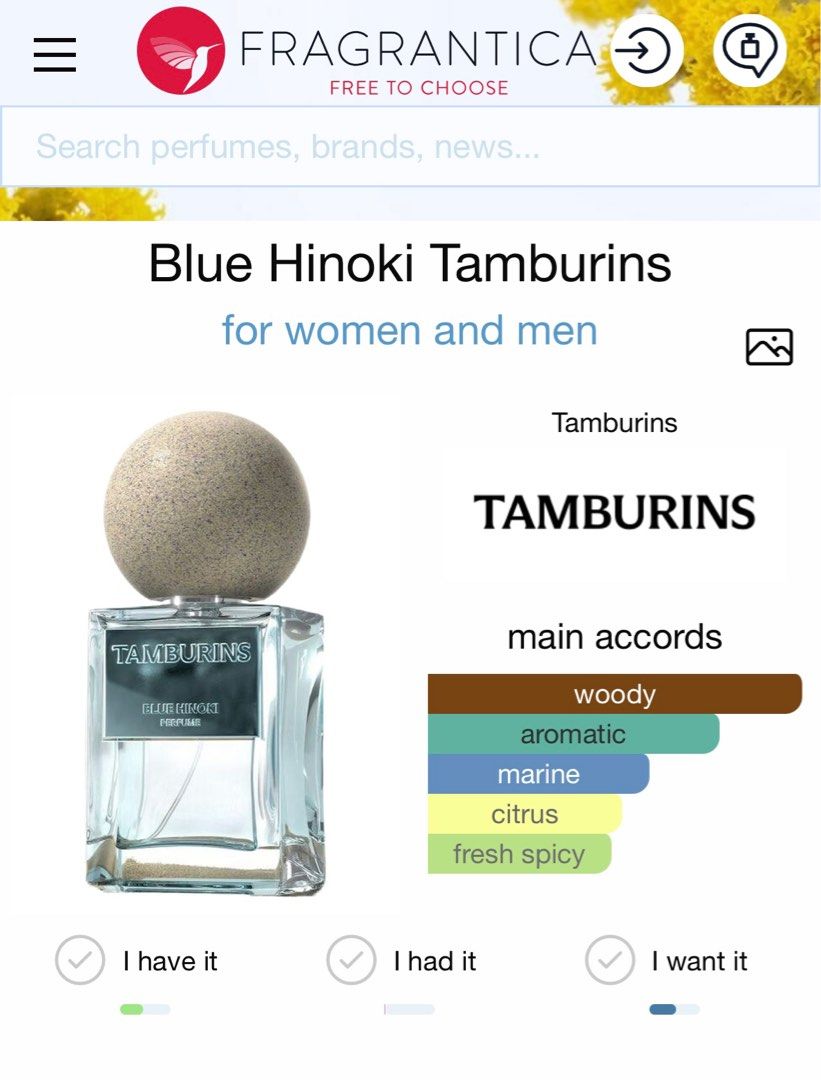 TAMBURINS Blue Hinoki (11ml), Beauty & Personal Care, Fragrance ...
