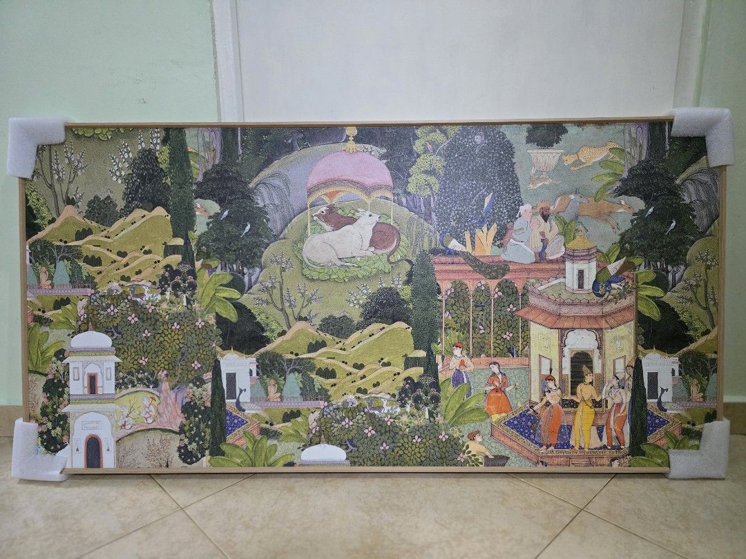 Big Wall Canvas Painting with Timber Frame (Traditional Indian Art ...