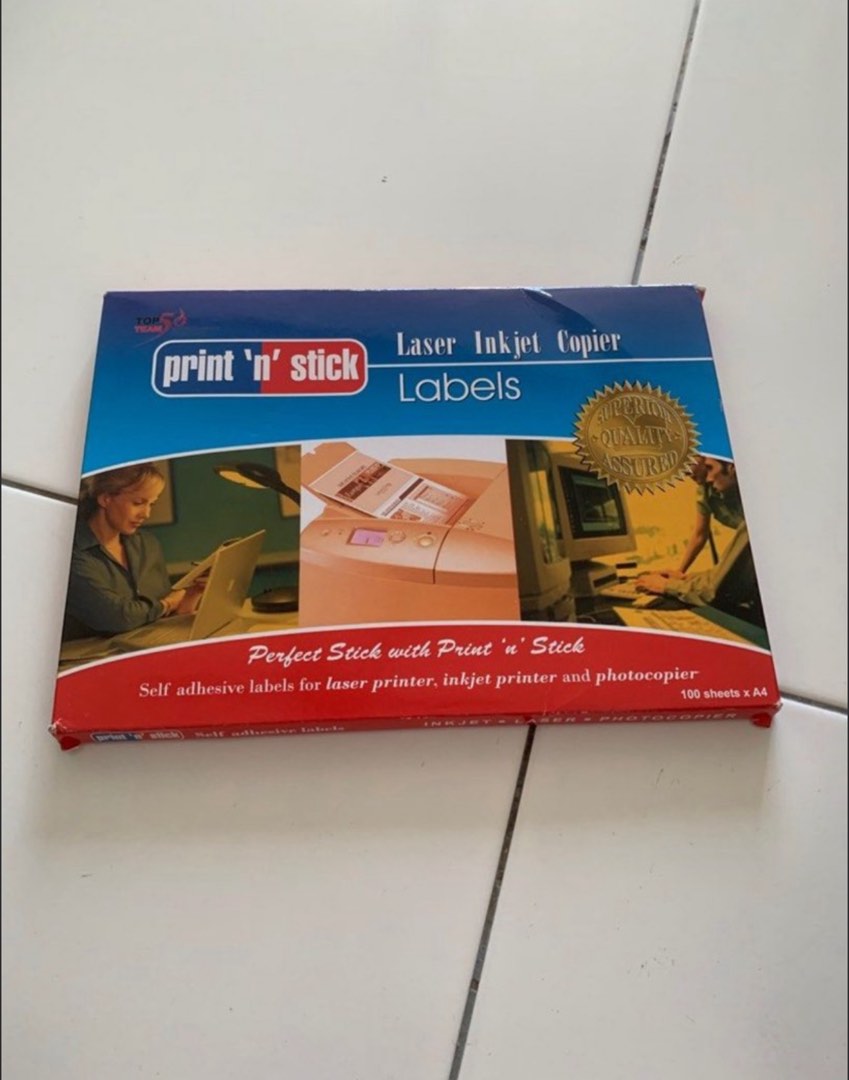 White A4 Label for Print and Stick (can use in printer and 100 copies ...