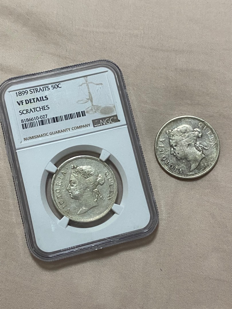 1899 1891 Straits Settlements Queen Victoria 50 Cent Coin, Hobbies & Toys, Memorabilia ...