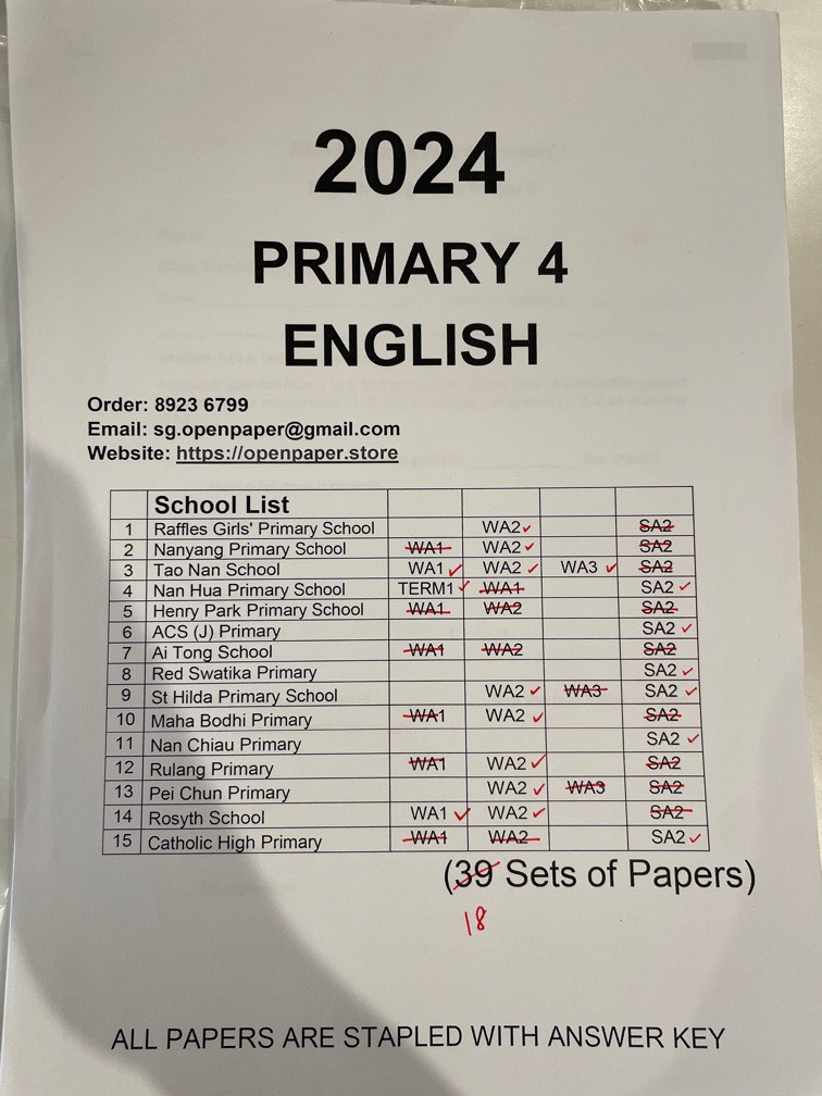 2024 P4 English Test Exam papers (bonus 2020 papers), Hobbies & Toys ...