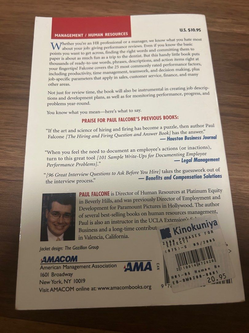 2600 Phrases for Effective Performance Reviews by Paul Falcone, Hobbies ...