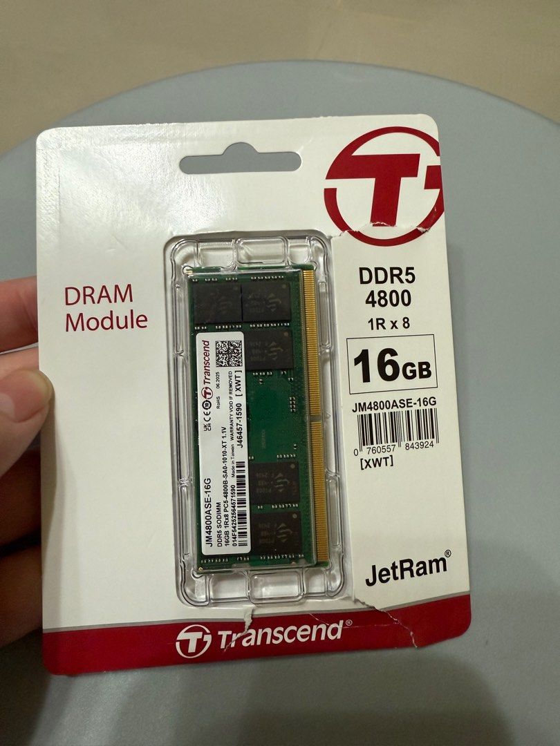 創見 DDR5 4800 16GB 筆記型記憶體, 電腦及科技產品, 電腦周邊產品, 硬碟及儲存裝置在旋轉拍賣