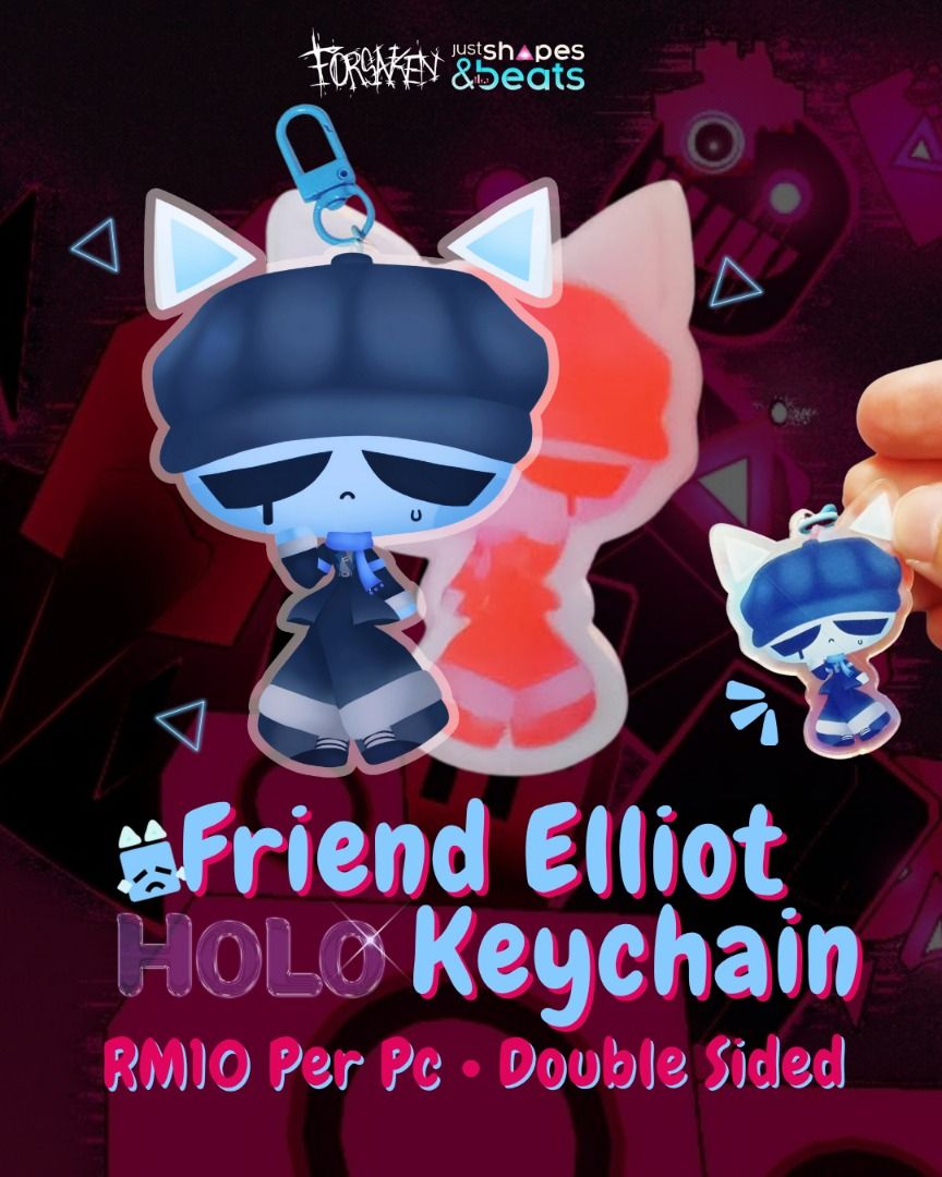 [ Fan Merch ] Forsaken Roblox / JSAB Friend Elliot Holo Keychain Charm ...