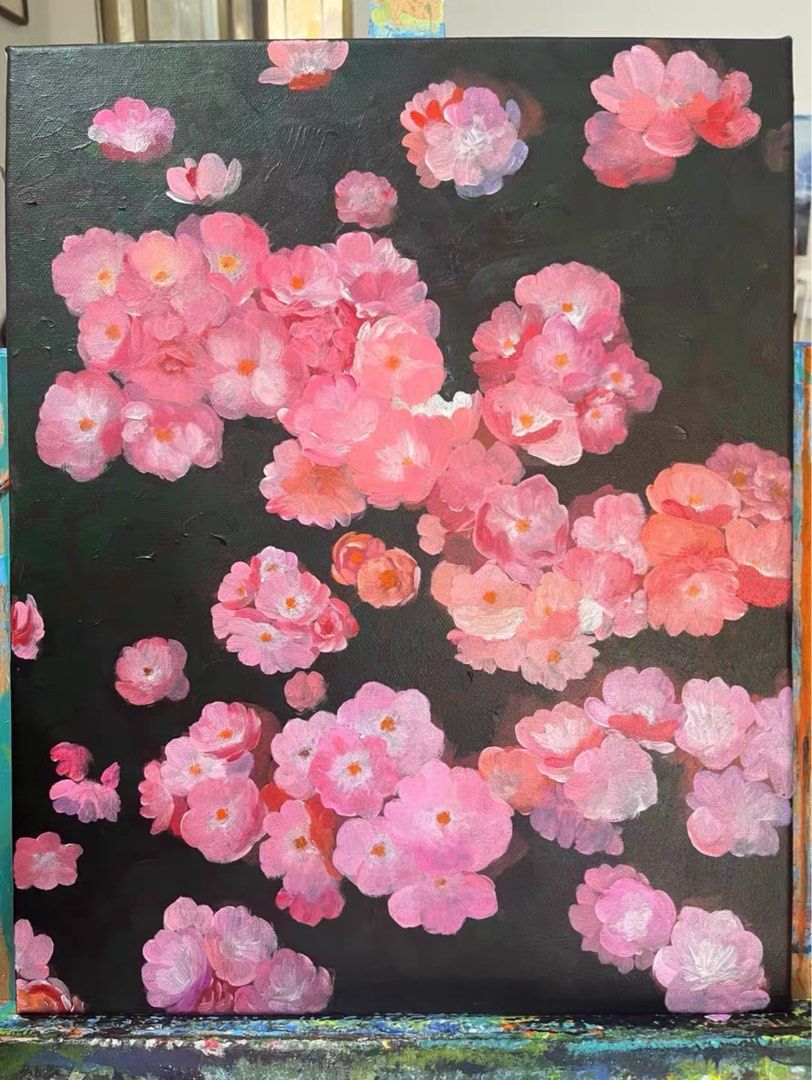 🎨 Hand-Painted Multiflora Roses Painting Wall Art, Hobbies & Toys, Art ...