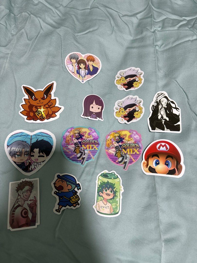Anime Stickers (Assorted: Mario, My Hero Academia, Demon Slayer, Shin ...