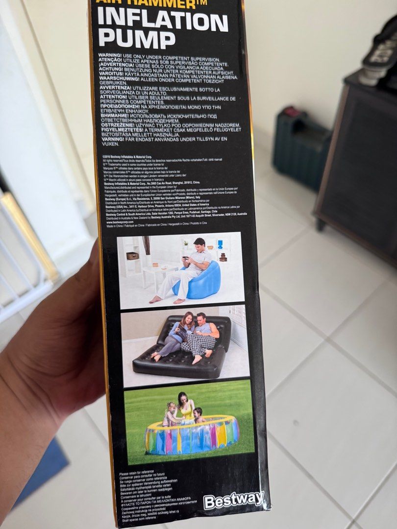 Bestway Air Hammer Inflation Pump 30cm, Furniture & Home Living, Home ...