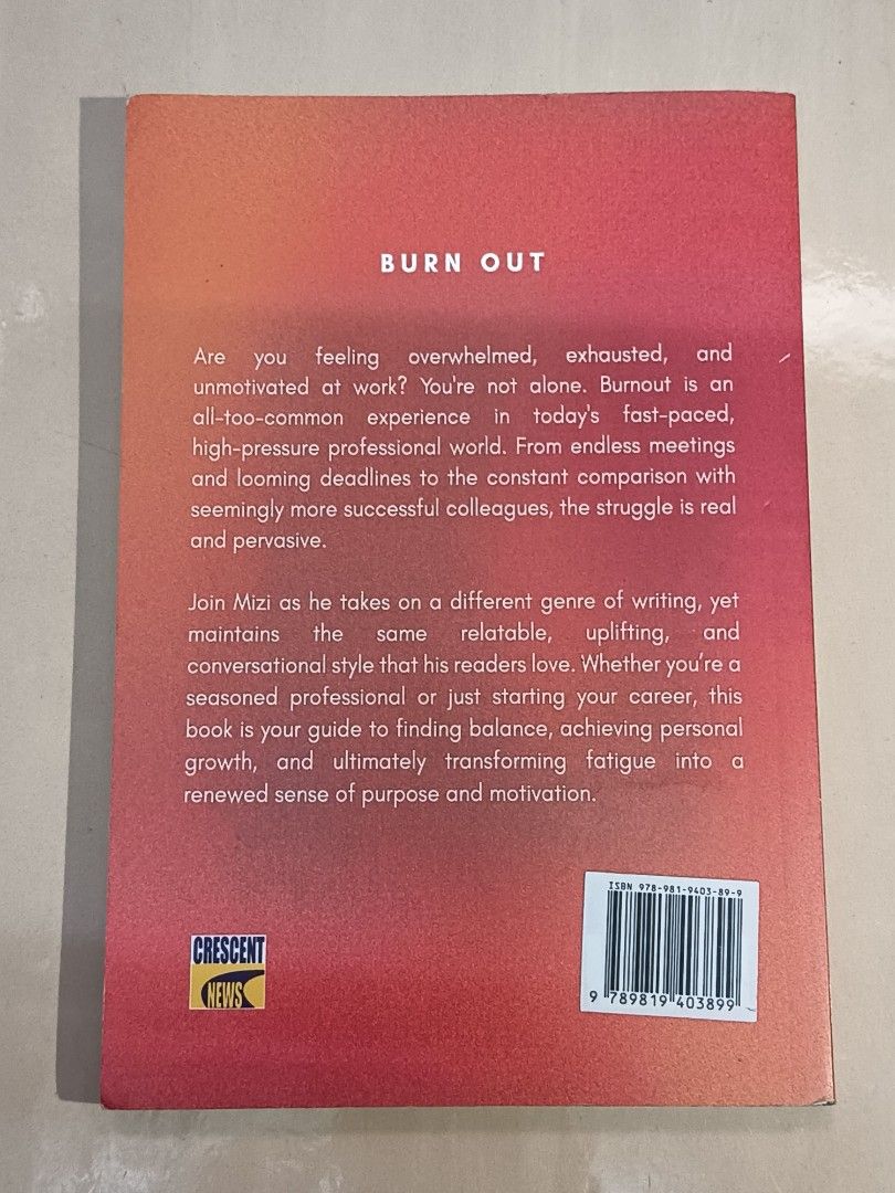 Burn Out by Mizi Wahid, Hobbies & Toys, Books & Magazines, Storybooks on Carousell