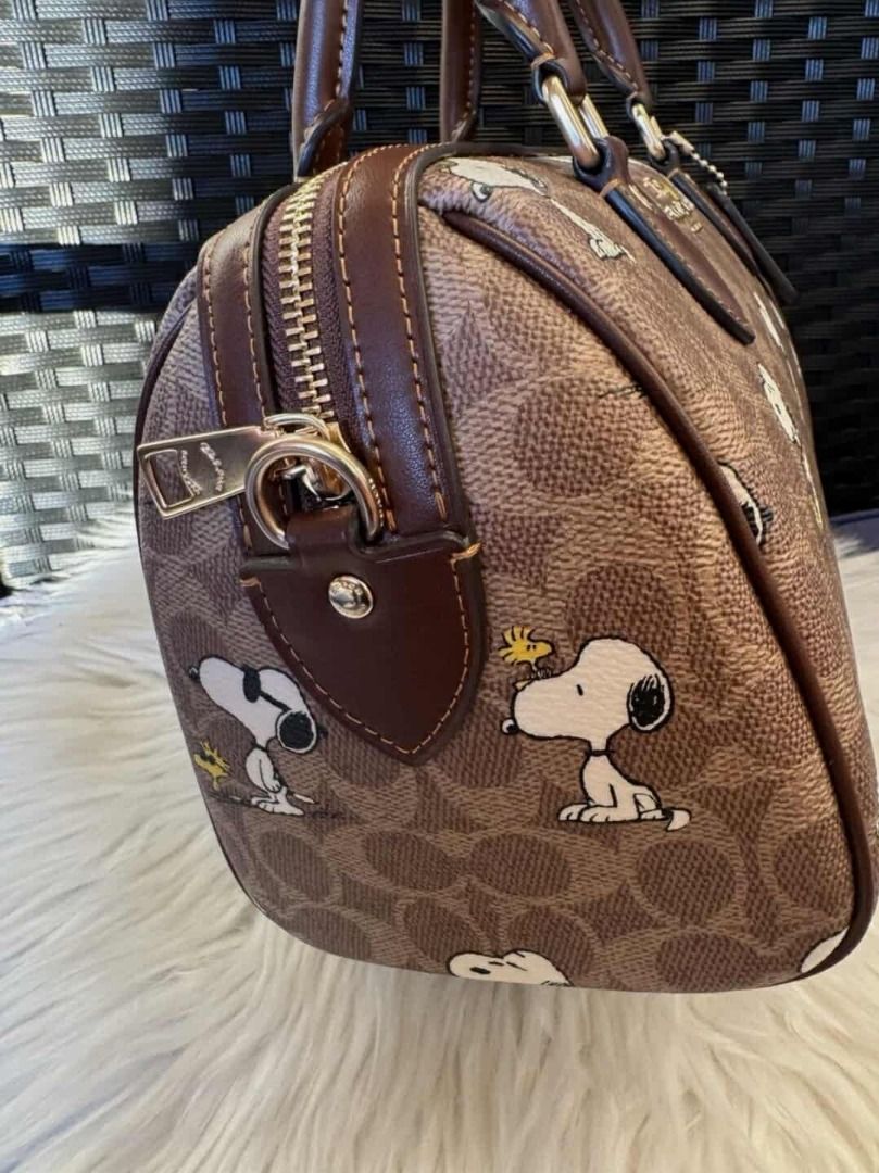Coach X Peanuts Rowan Satchel Bag In Signature Canvas With Snoopy Print CBM33, Women's Fashion ...