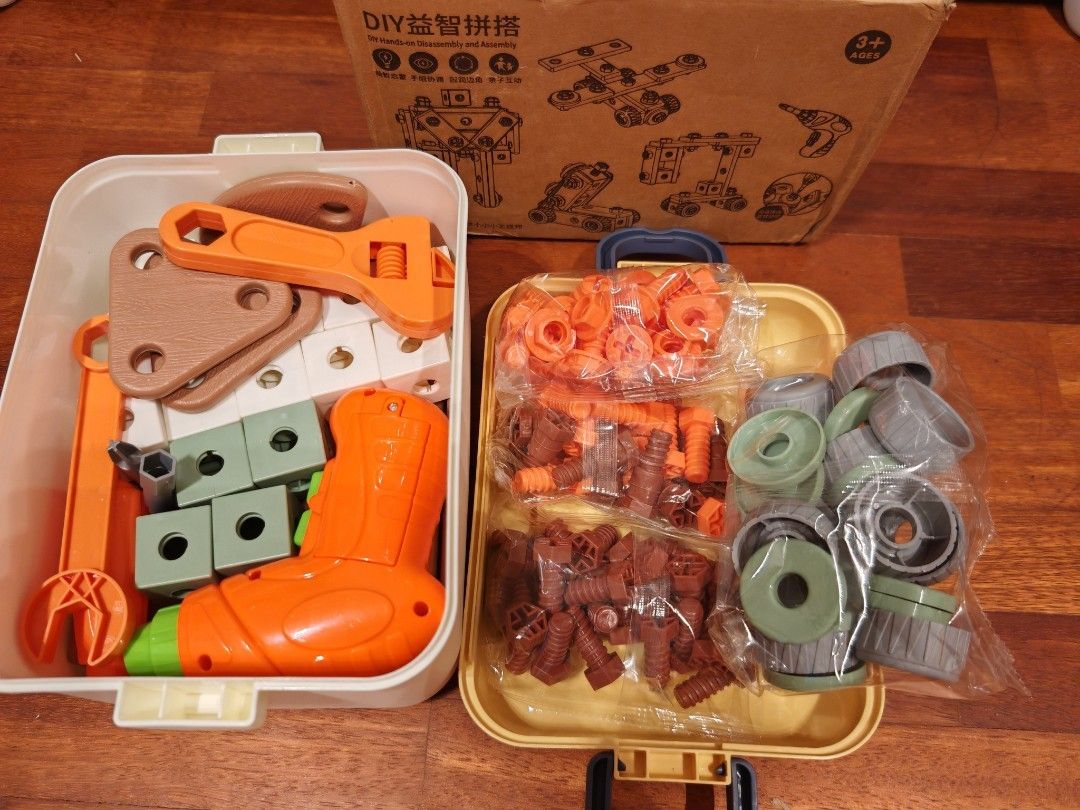 144pcs DIY Assembly Wooden Toy Set with Electric Drill, Hobbies & Toys ...