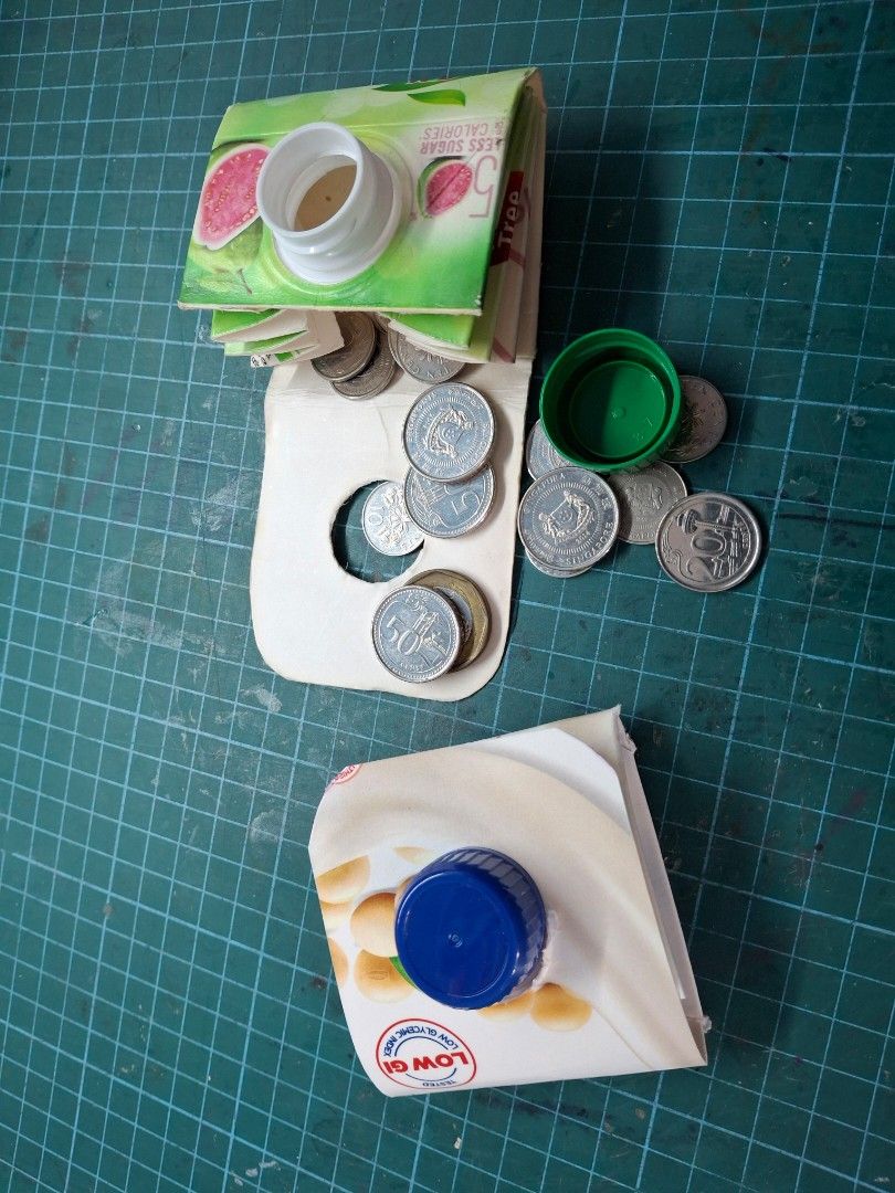 Handmade Coin Bank - Upcycled Milk Carton, Hobbies & Toys, Stationery ...