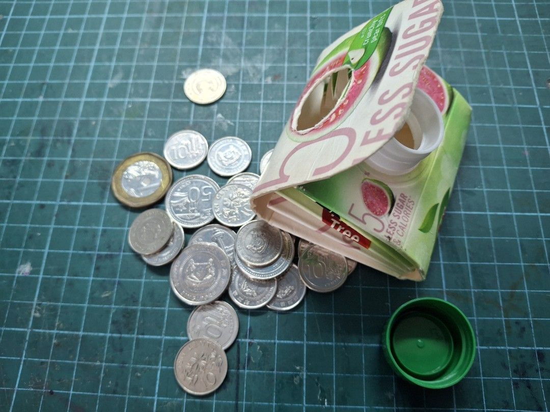 Handmade Coin Bank - Upcycled Milk Carton, Hobbies & Toys, Stationery ...