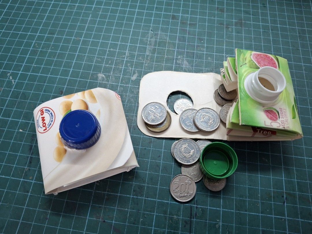 Handmade Coin Bank - Upcycled Milk Carton, Hobbies & Toys, Stationery ...
