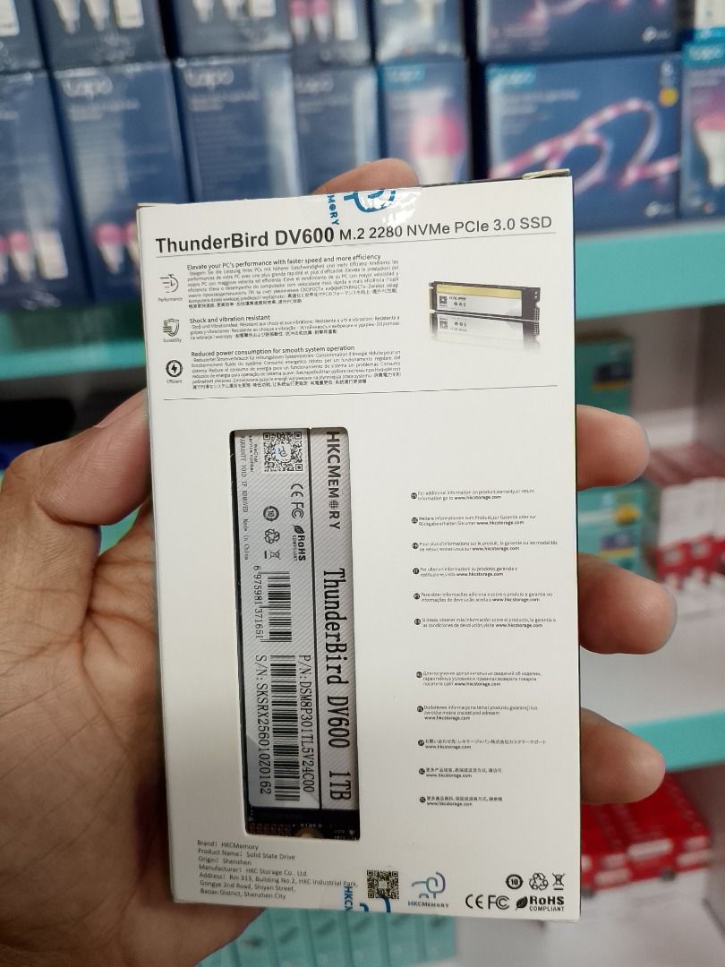 HKC Thunderbird DV600 M.2 NVMe PCIe Gen 3 SSD 1TB, Computers & Tech ...