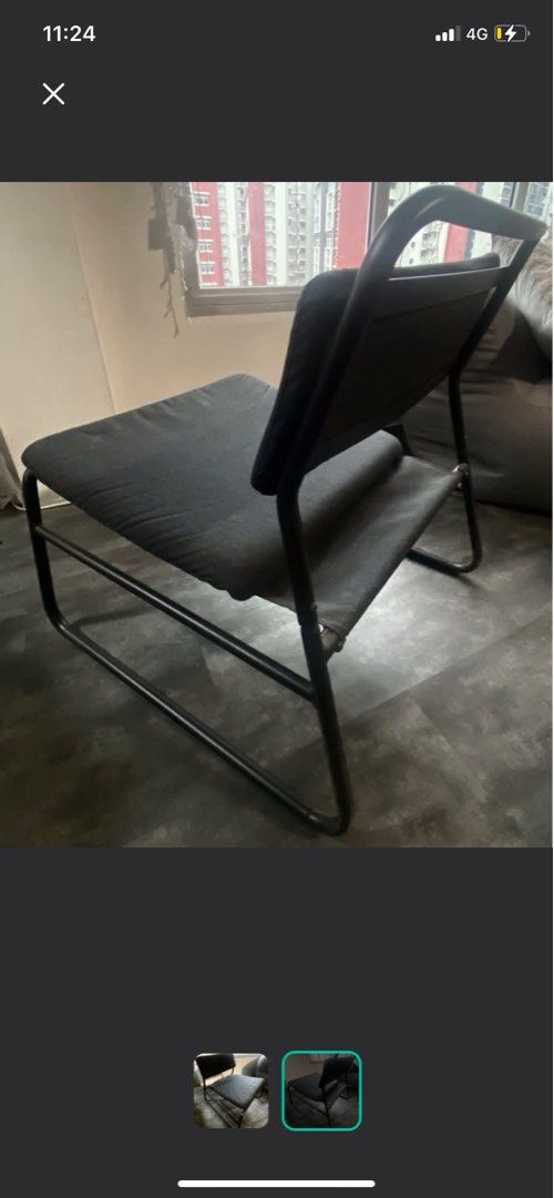 IKEA LINNEBACK Black Metal Frame Chair, Furniture & Home Living ...