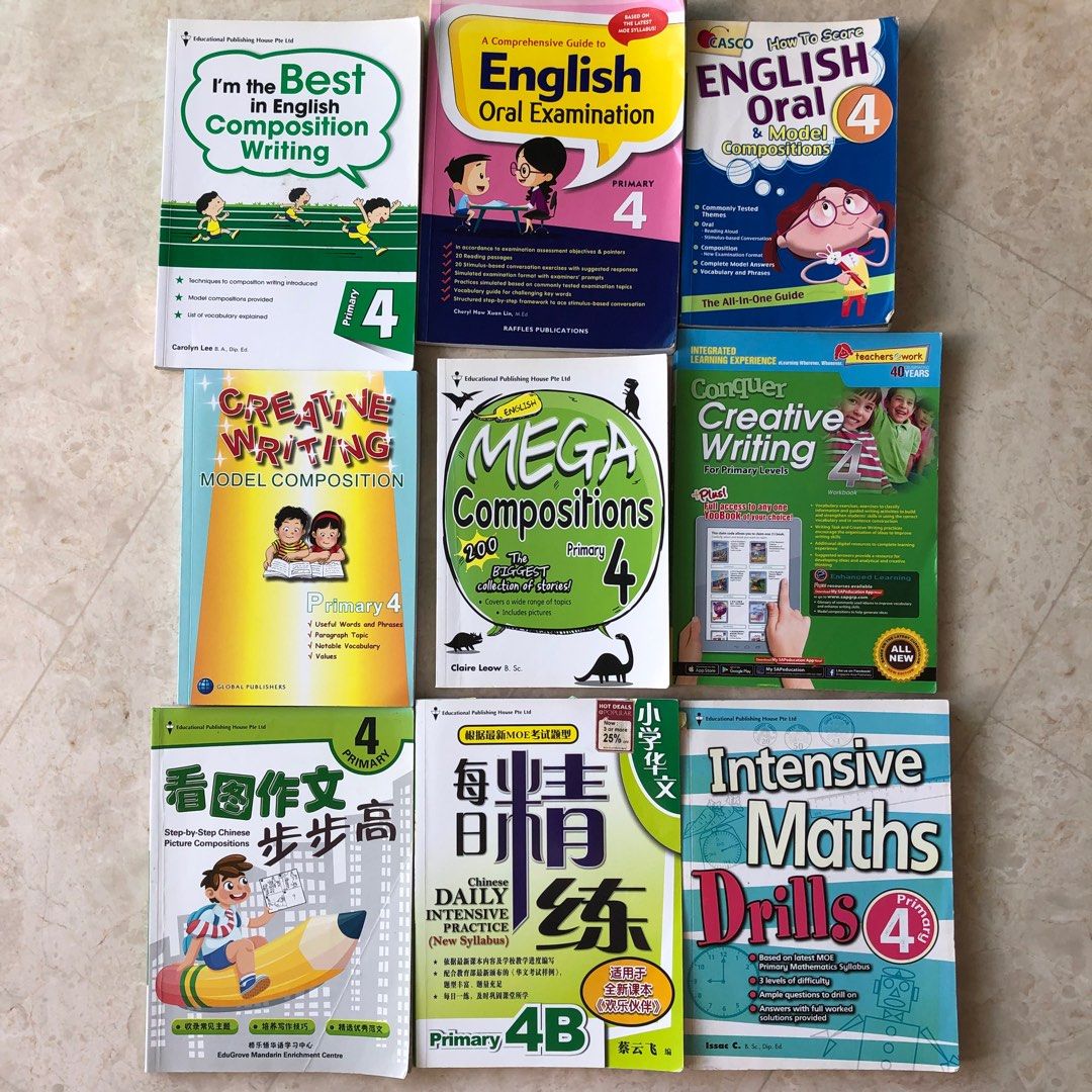 New / lightly used primary 4 P4 English Math Chinese assessment books ...