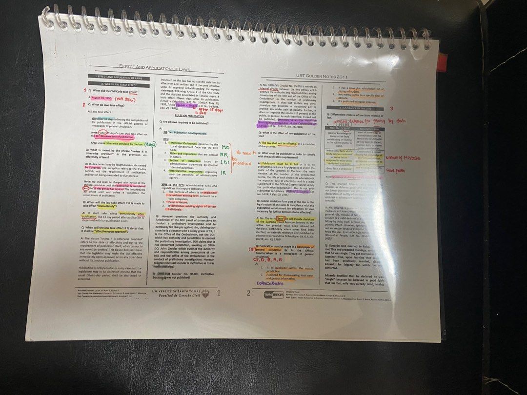 Ring-bound UST Golden Notes 2011 (Persons and Family Relations ...