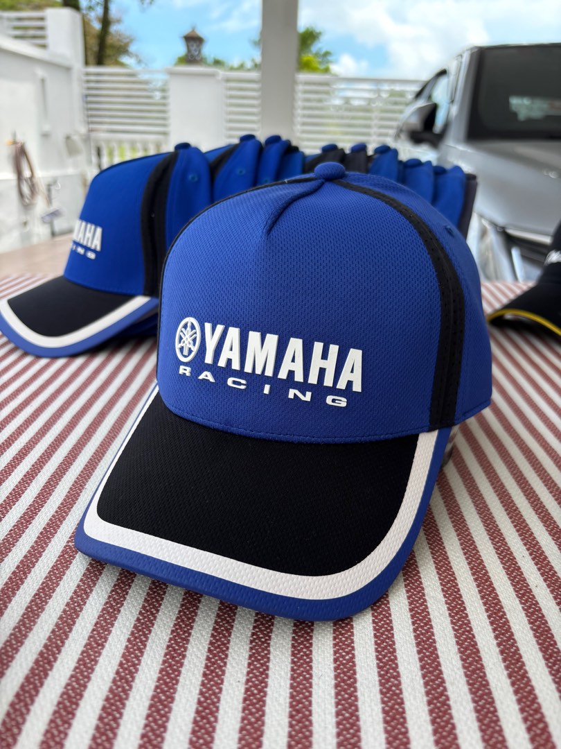 Sample defective Sample Yamaha racing cap topi A-frame black blue, Men ...