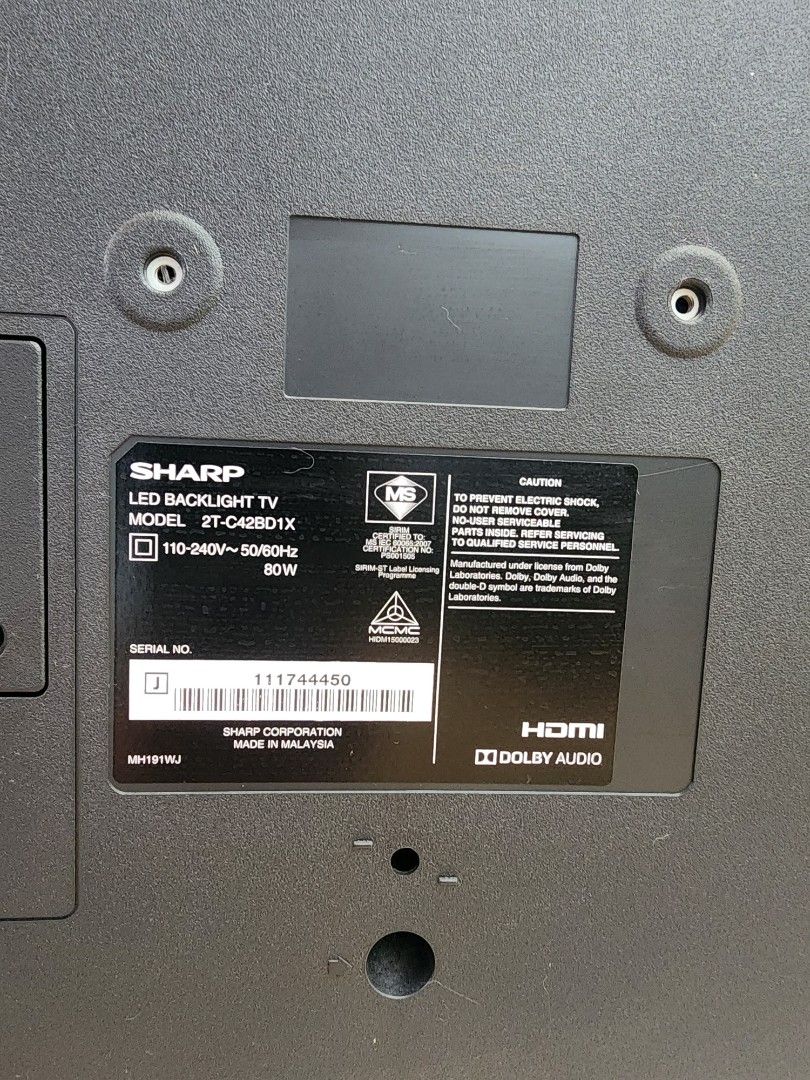 Sharp 42 inch LED Backlight TV 2T-C42BD1X, TV & Home Appliances, TV ...