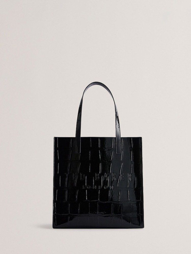 Ted Baker Black Croccon Croc Effect Large Icon Bag, Women's Fashion ...