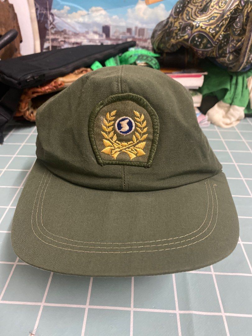 Vintage Olive Field Cap w/ Laurel Crest Patch (Poss. Korea ROTC/Civil ...