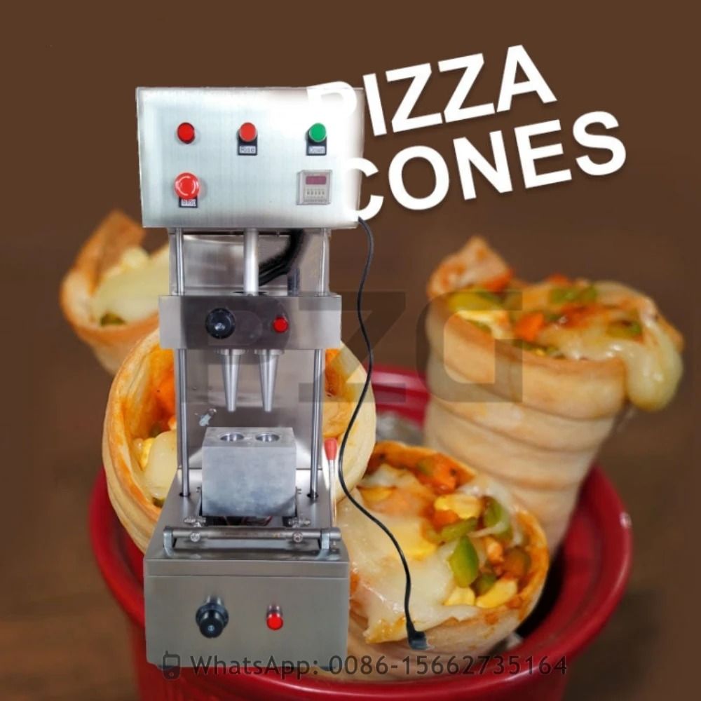 2 Cones Sea Snail Shape Pizza Cone Making Machine Food Snack Baking Display Electric Stainless ...