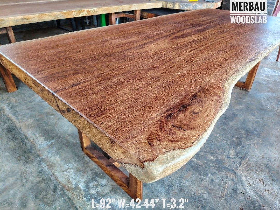 8 seater Dining Table - Merbau Solid Wood Slab, Furniture & Home Living ...