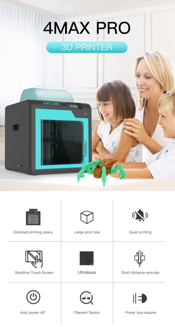 Anycubic 4MAX Pro 3D Printer, Computers & Tech, Printers, Scanners ...