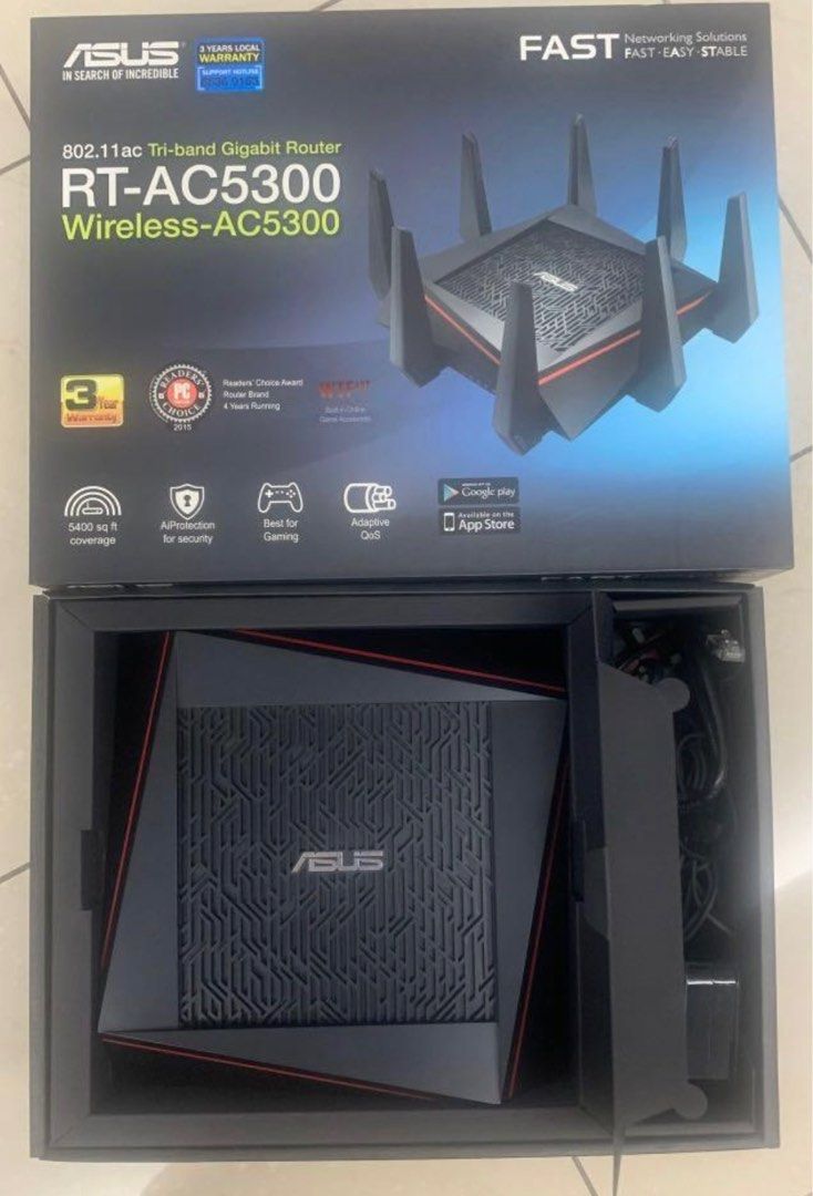 ASUS ROG Rapture GT-AC5300 Gaming Router and ASUS RT-AC5300 Tri-band ...