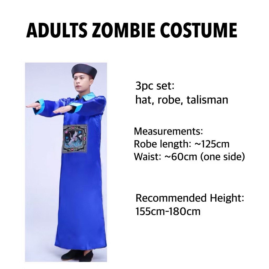[Avail] Adults Chinese Zombie Costume Set (Black/Blue) Halloween ...