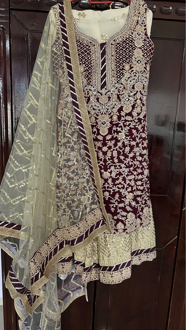 Heavy Sharara set with full mirror work design, Women's Fashion, Dresses & Sets, Traditional ...