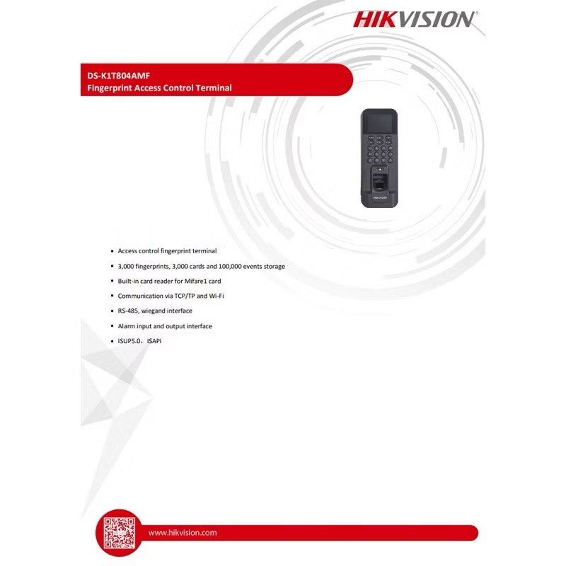 Hikvision DS-K1T804AMF Biometric Door Access Control Reader Terminal ...