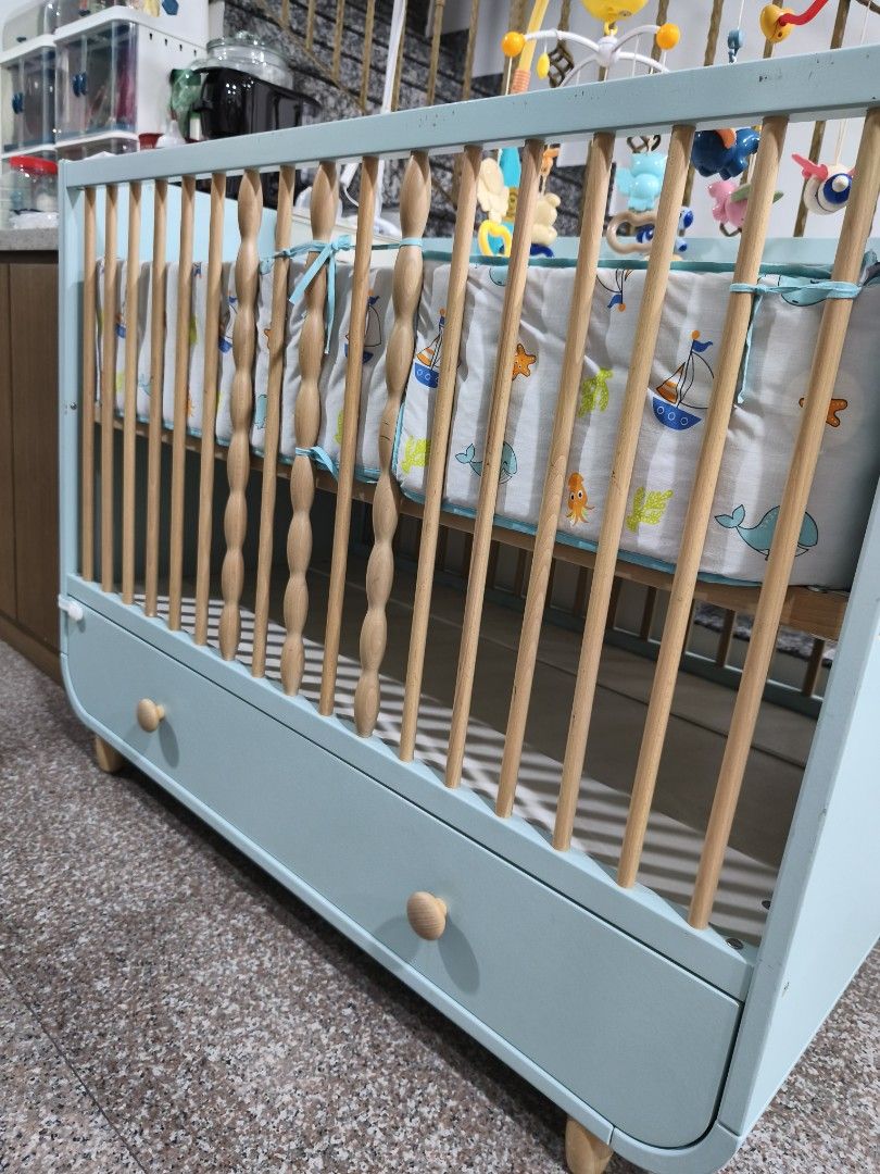 IKEA MYLLRA Blue Baby Cot, Babies & Kids, Baby Nursery & Kids Furniture ...