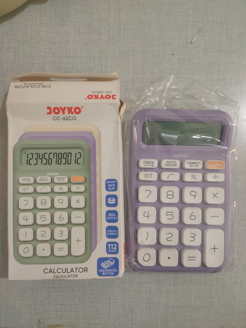 Kalkulator Joyko Calculator Purple Ungu Sekolah Kerja Atk Alat Tulis ...