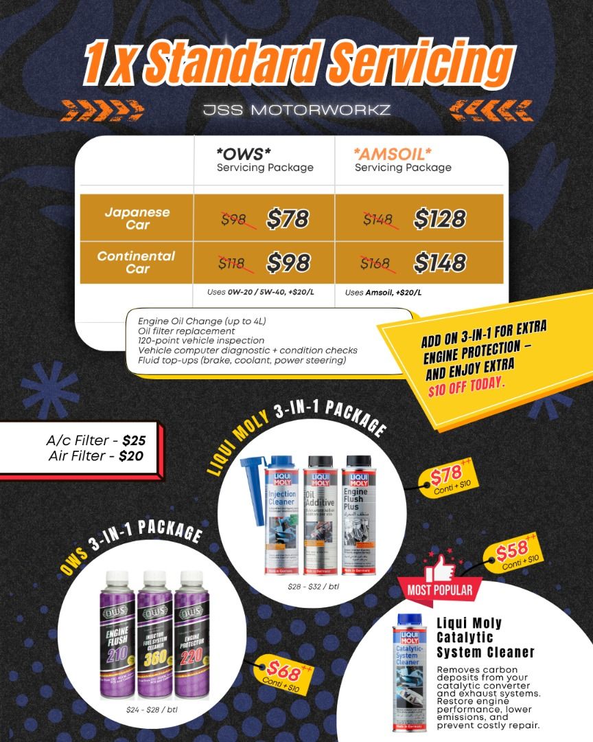 OWS 3-in-1 Engine Performance Package, Car Accessories, Car Workshops & Services on Carousell