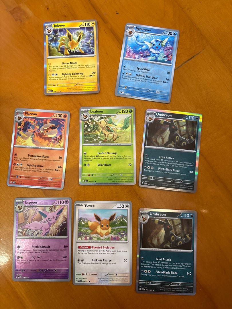 Pokemon Eevee Evolution Card Set, 興趣及遊戲, 玩具 & 遊戲類 - Carousell